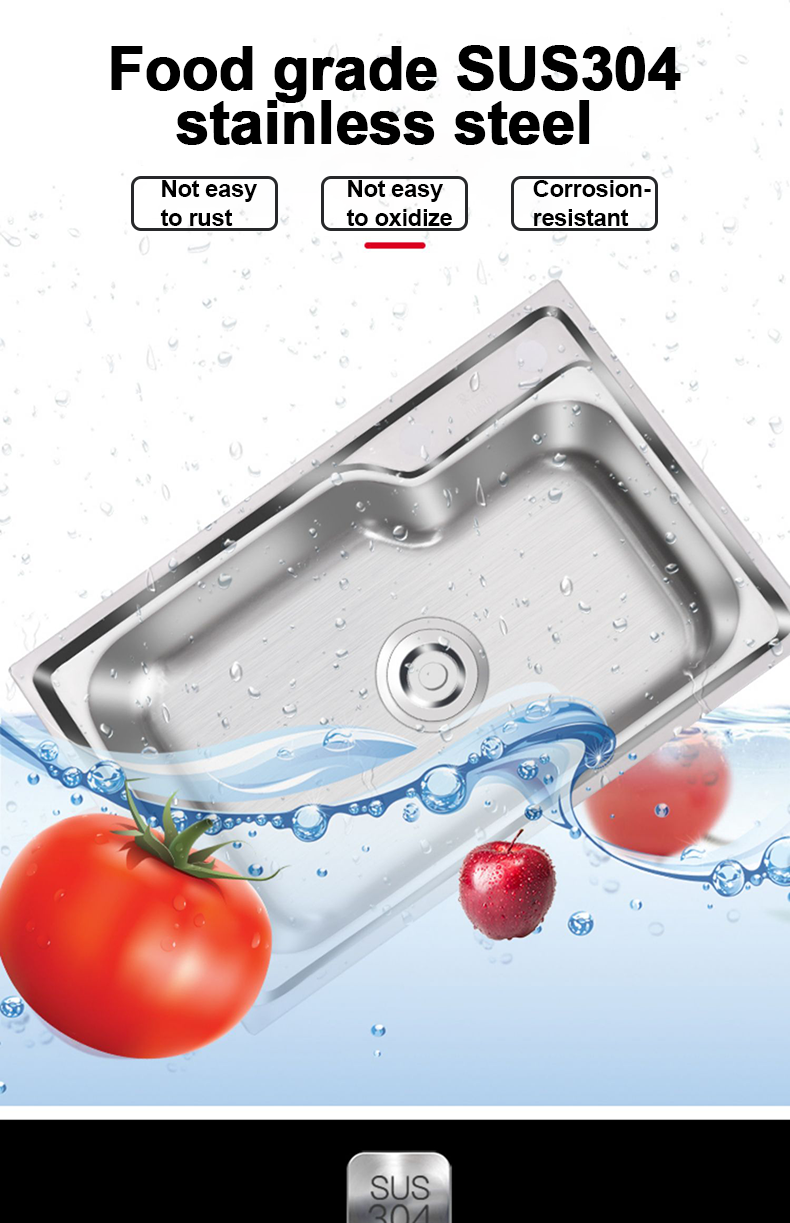 sinki dapur 304 stainless steel kitchen sink 50*37*75cm single bowl ...