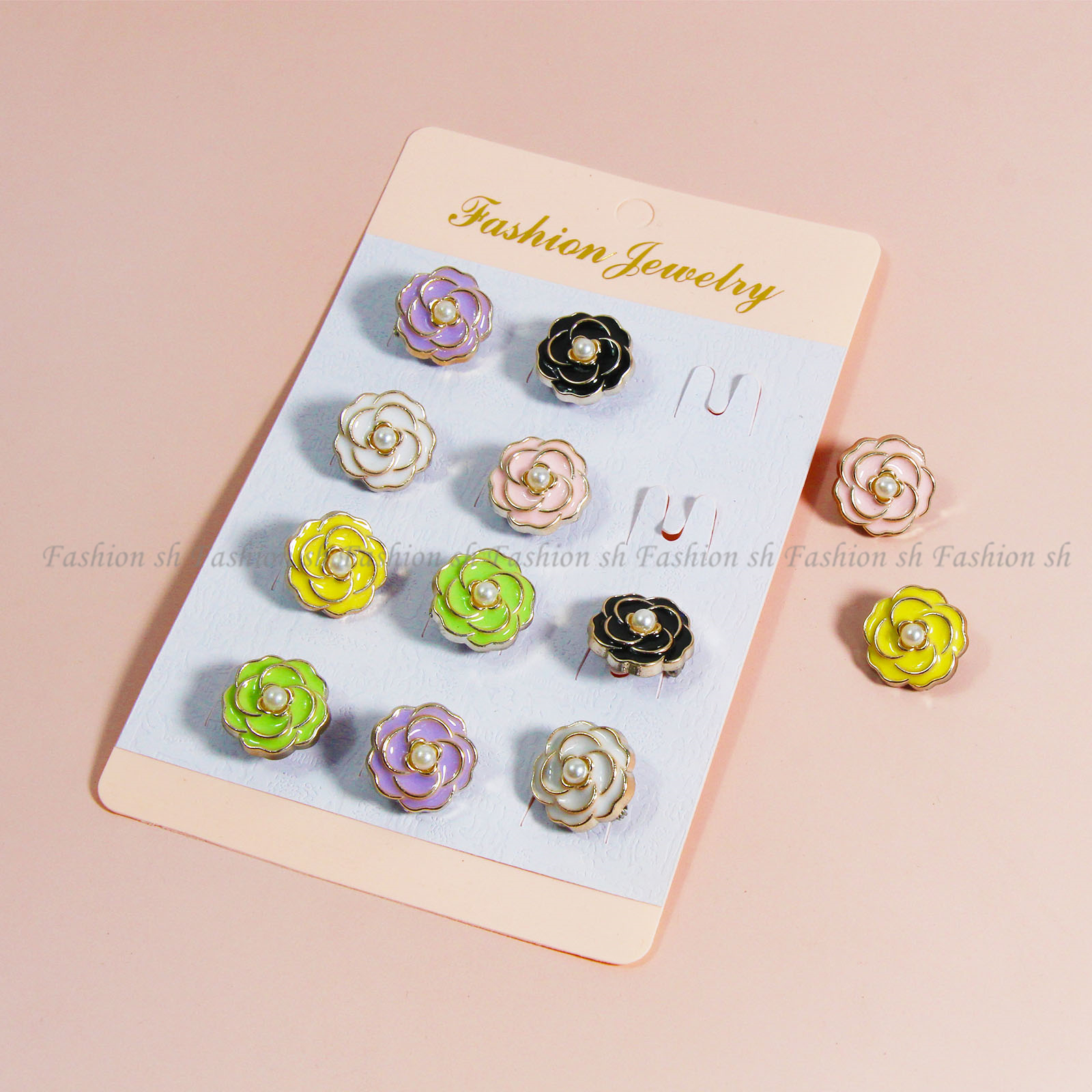 12pcs muticolor flower Fashion Cute Pin Tudung baby brooch safety pin ...