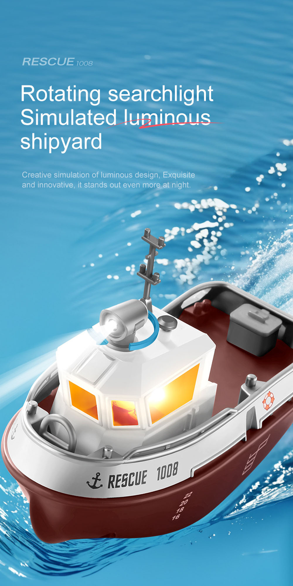 MINI RC Control Tugboat Boat Powerful Dual Motor 2.4G Radio Remote ...