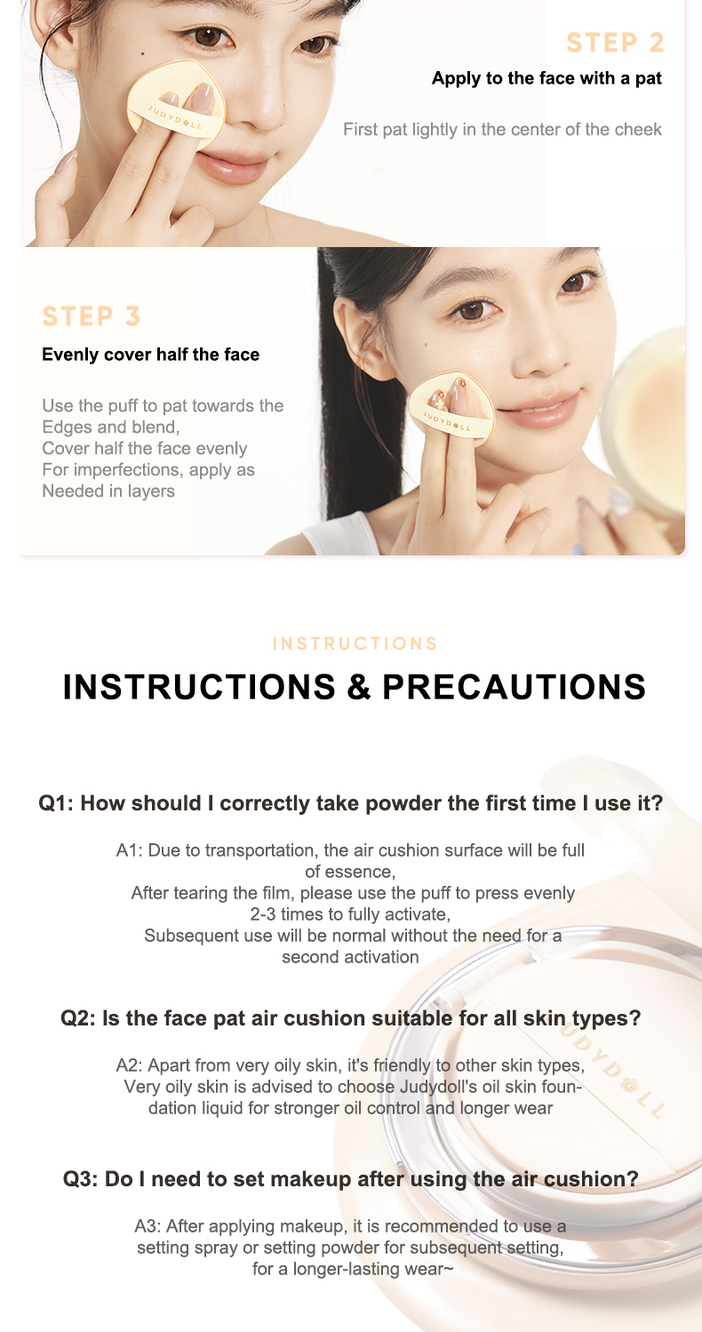 Judydoll Face Pat Air Cushion Concealer Non-Cakey Natural Long-Lasting ...