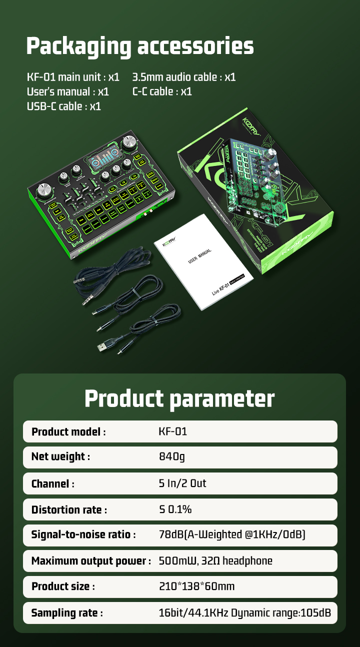 KoorFly Creative Sound Card Set Penuh Profesional KF01 48V Audio ...