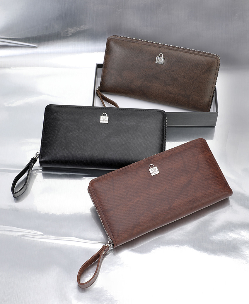 MENSPE Men Long Wallet RFID Block Wallet Plaid Retro Coin Wallets Soft ...