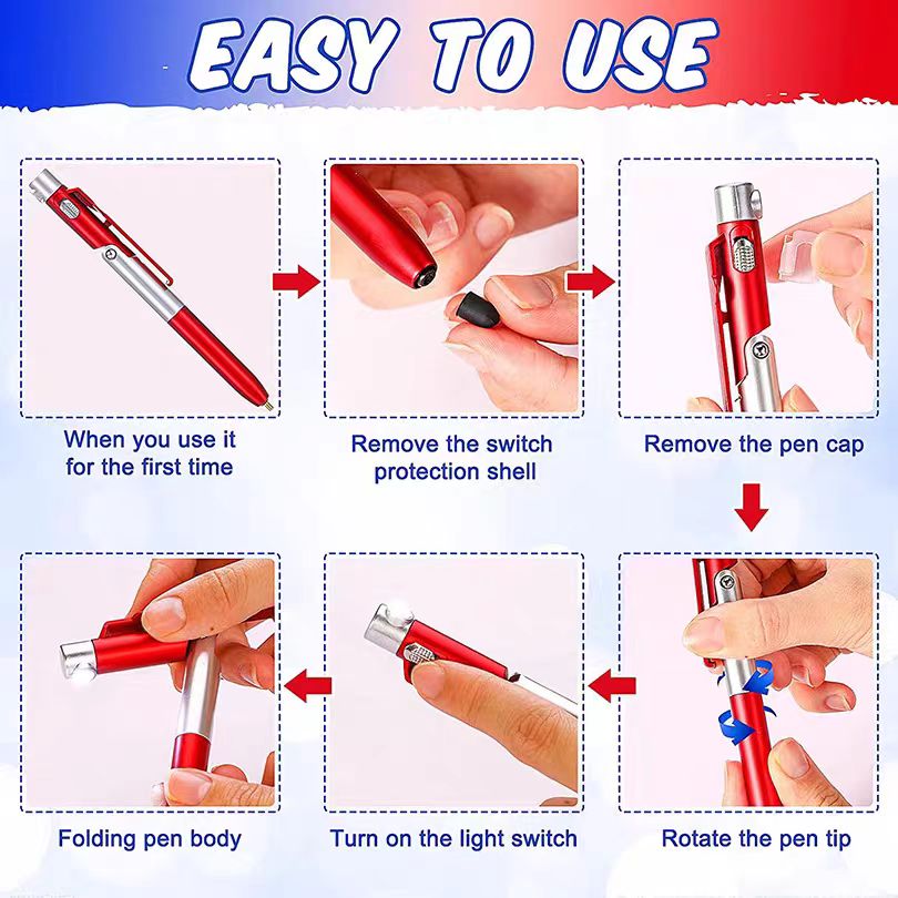Personalised Engraved Pens 4-in-1 Multifunction Folding Ballpoint Pen ...