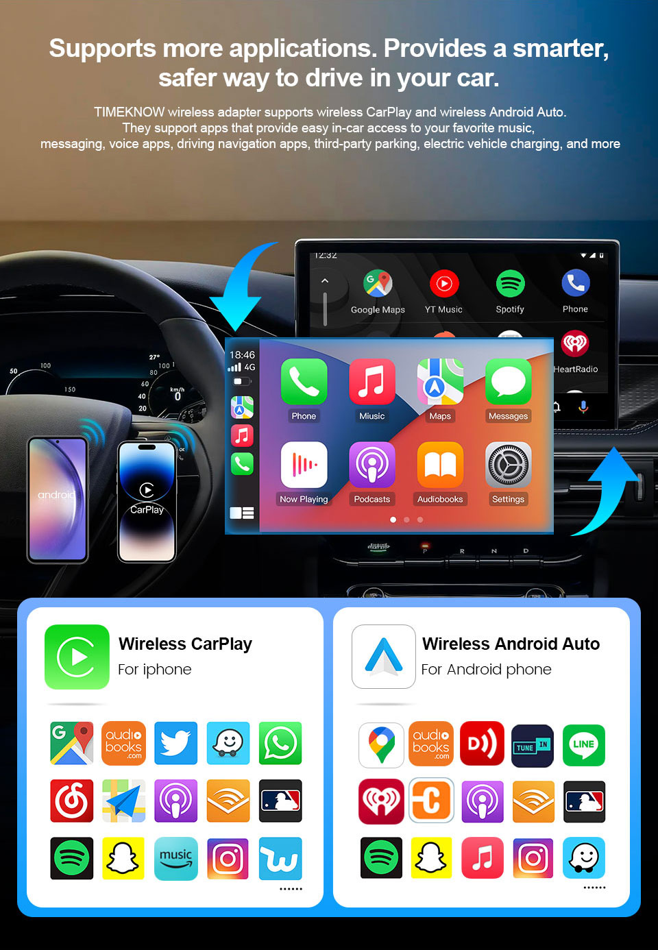 X8 Wireless Carplay Wireless Android Auto Smart Box 2-in-1 Car ...