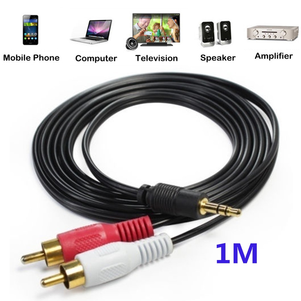 [Shopee Choice]3.5mm Jack Aux to 2 RCA Adapter Cable 1M Video Converter ...
