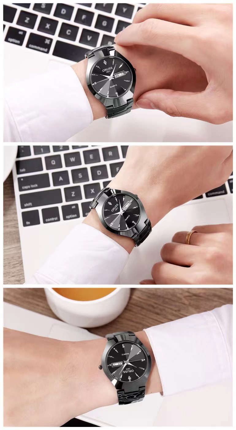 ORUSS Original Couple Stainless Steel Luxury Waterproof Black Small ...