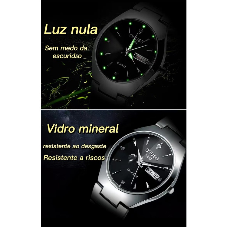 ORUSS Original Women Stainless Steel Waterproof Dual Calendar Ladies ...