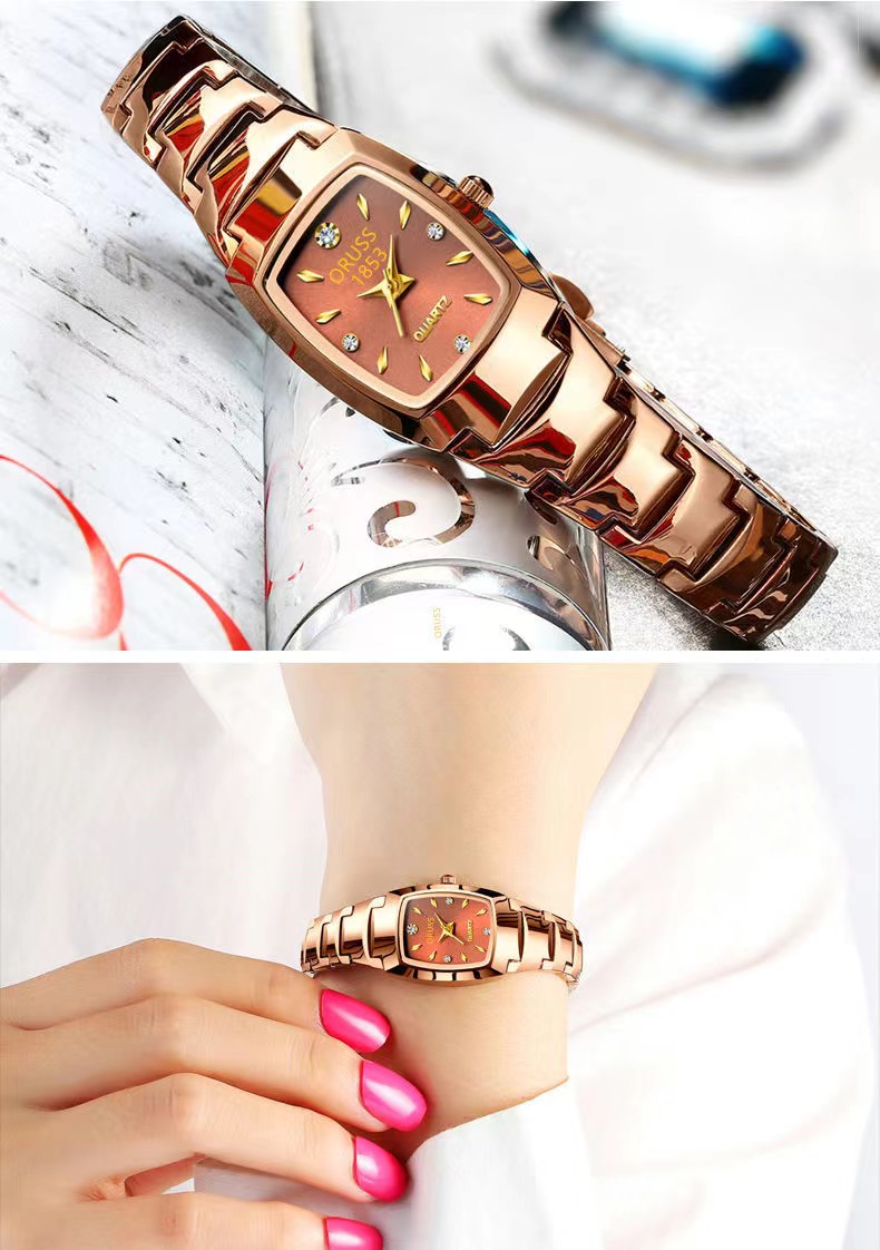 ORUSS Original Women Stainless Steel Waterproof Dual Calendar Ladies ...