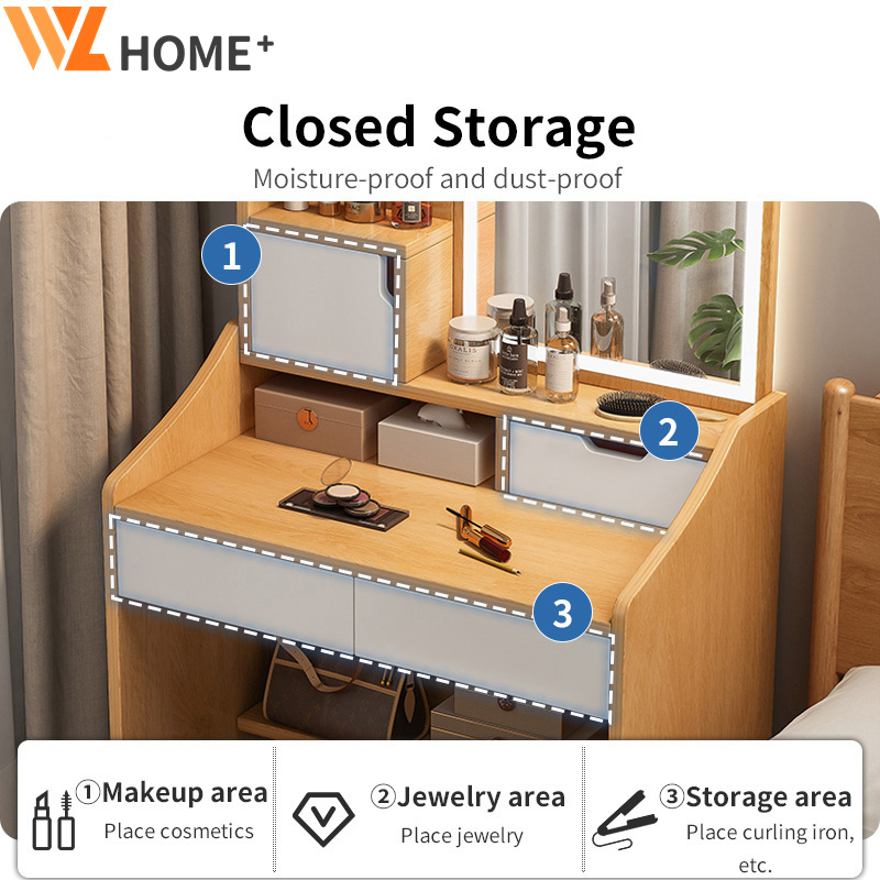 Meja Solek Meja Makeup With Mirror LED Mirror Vanity Table Modern ...