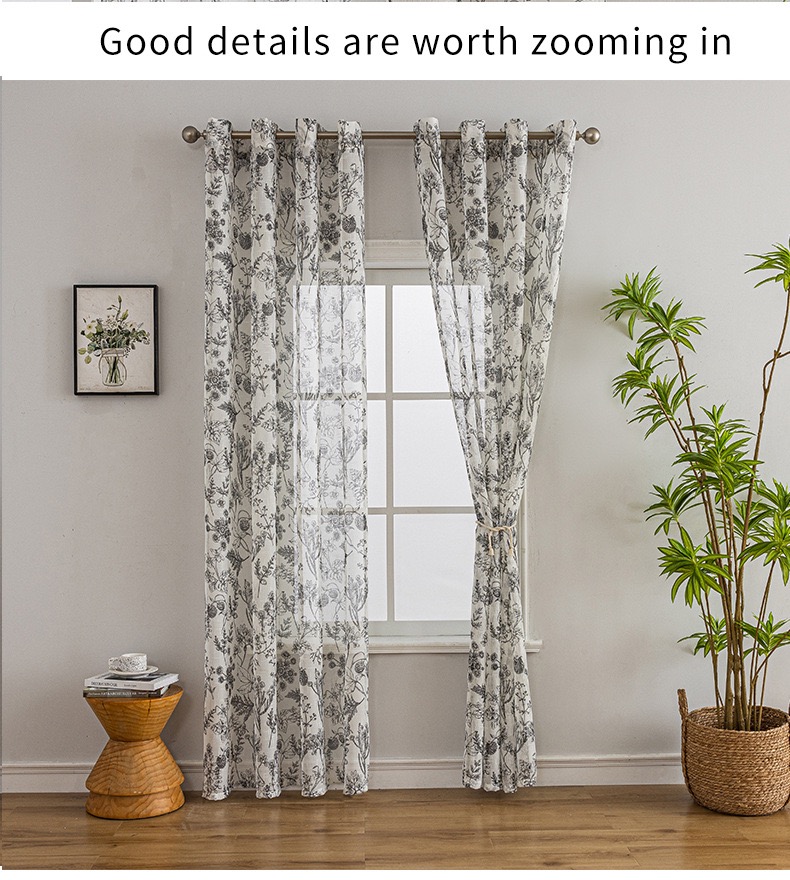 Artistic Printing Sheer Day Curtain for Sliding Door Window Curtain for 2/3 Panels screen Gauze ...