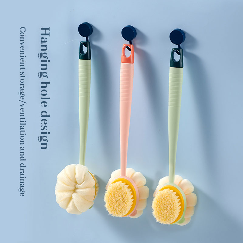 1Pc Sponge Long Soft Hair Bath Brush Doubleside Rub Shower Brush Back ...