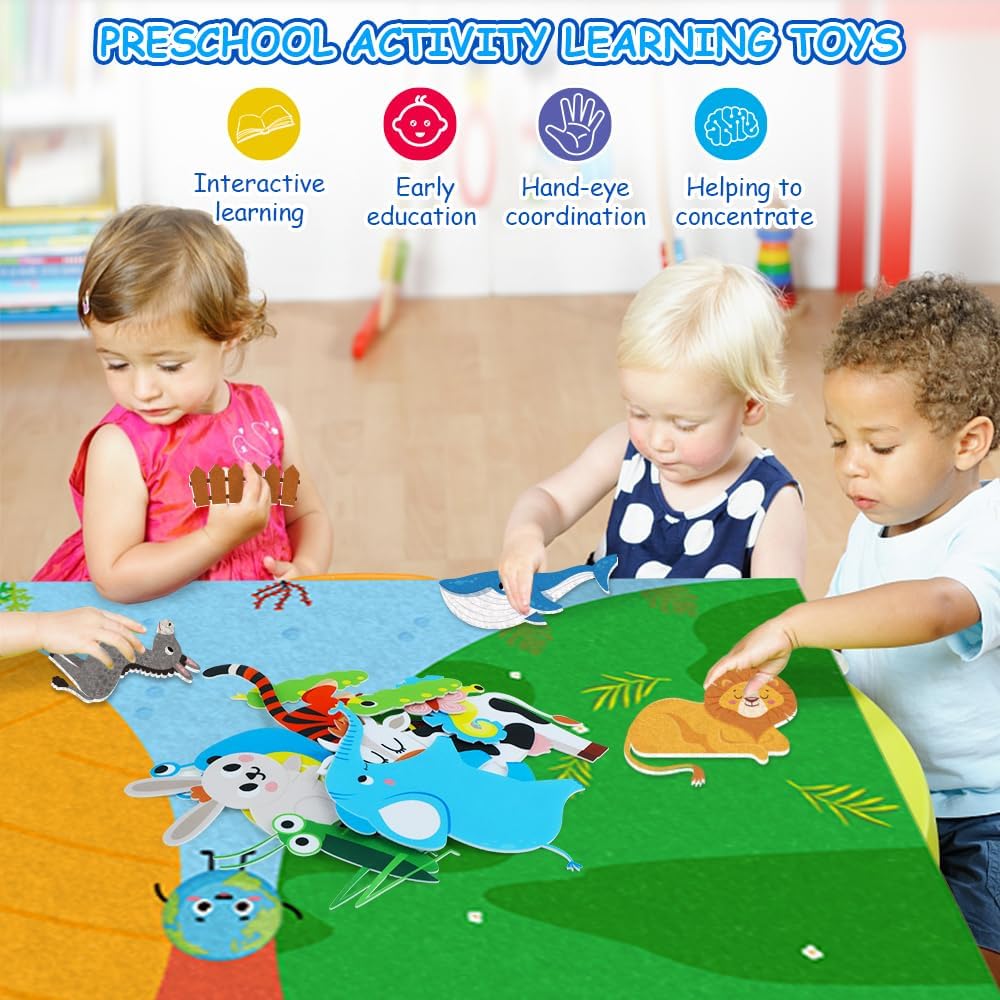 Farm Animals Felt Story Busy Board 4 IN 1 Themed Storytelling Farm Sea ...