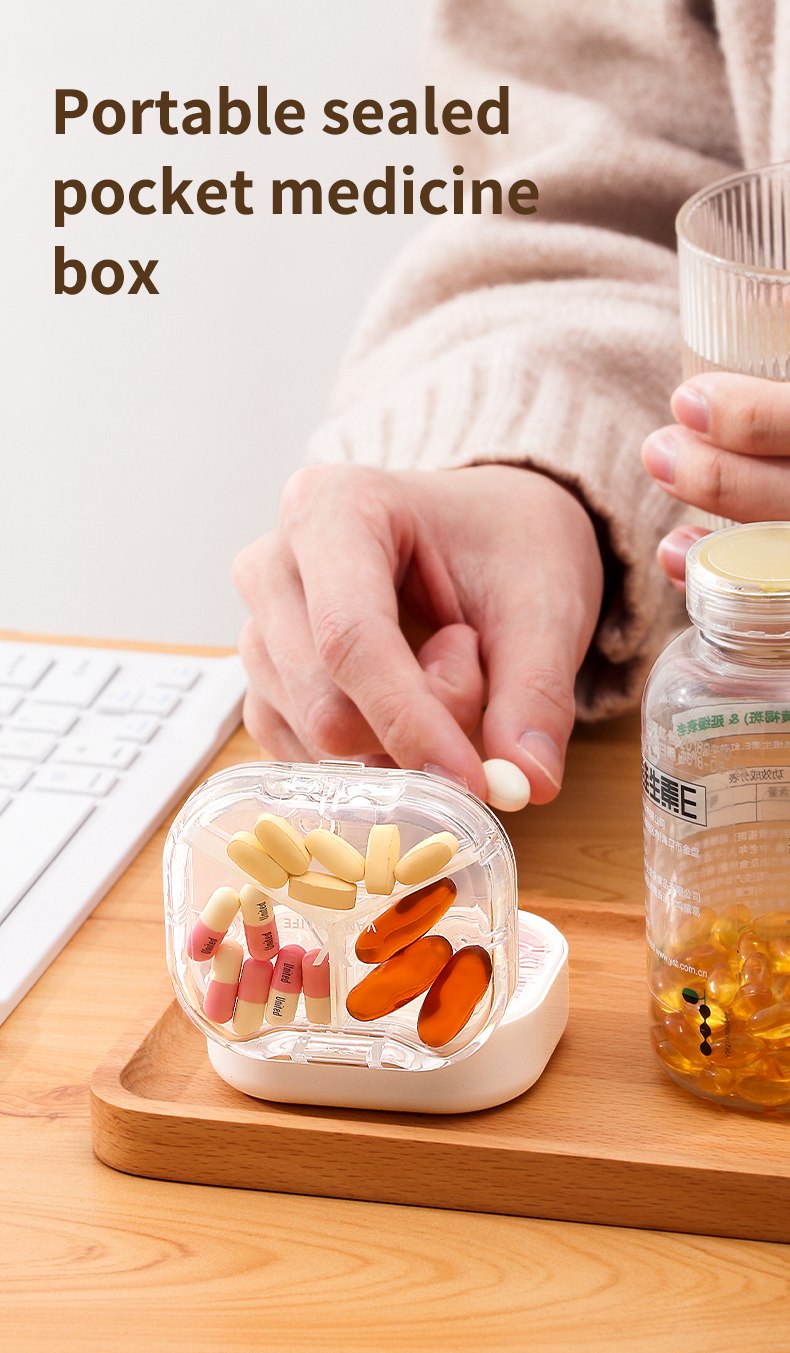 Travel Pill Box Mini Air Tight Pill Box Portable Daily Medicine ...