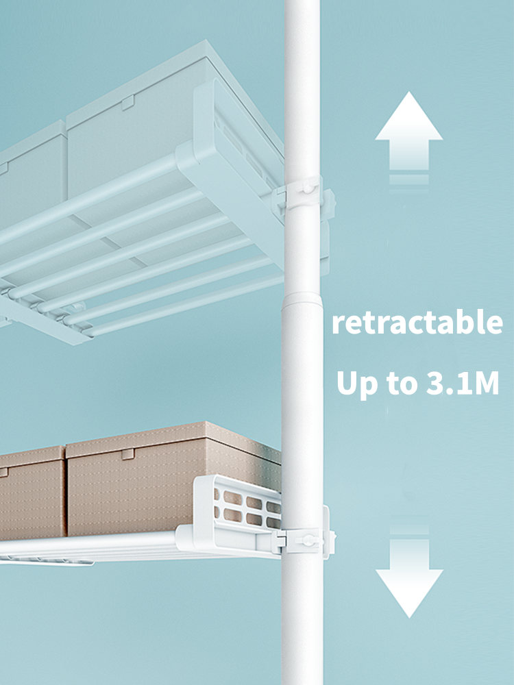 4V/4H+2Tray Stretchable Clothes Rod Telescopic Strong Steel Structure ...