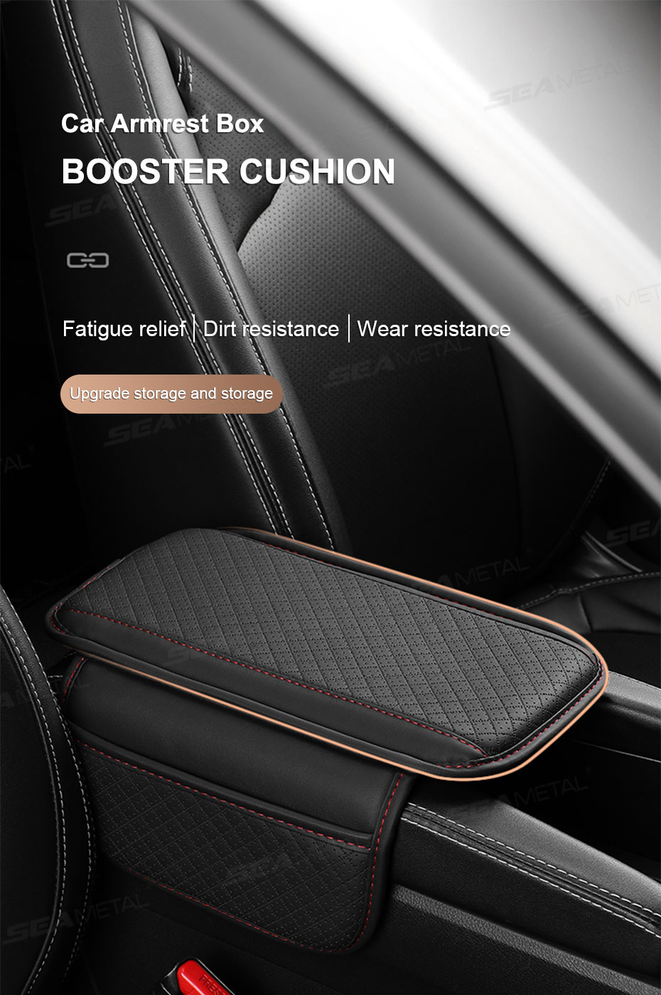SEAMETAL Car Armrest Box Cushion Center Console Storage Bag ...