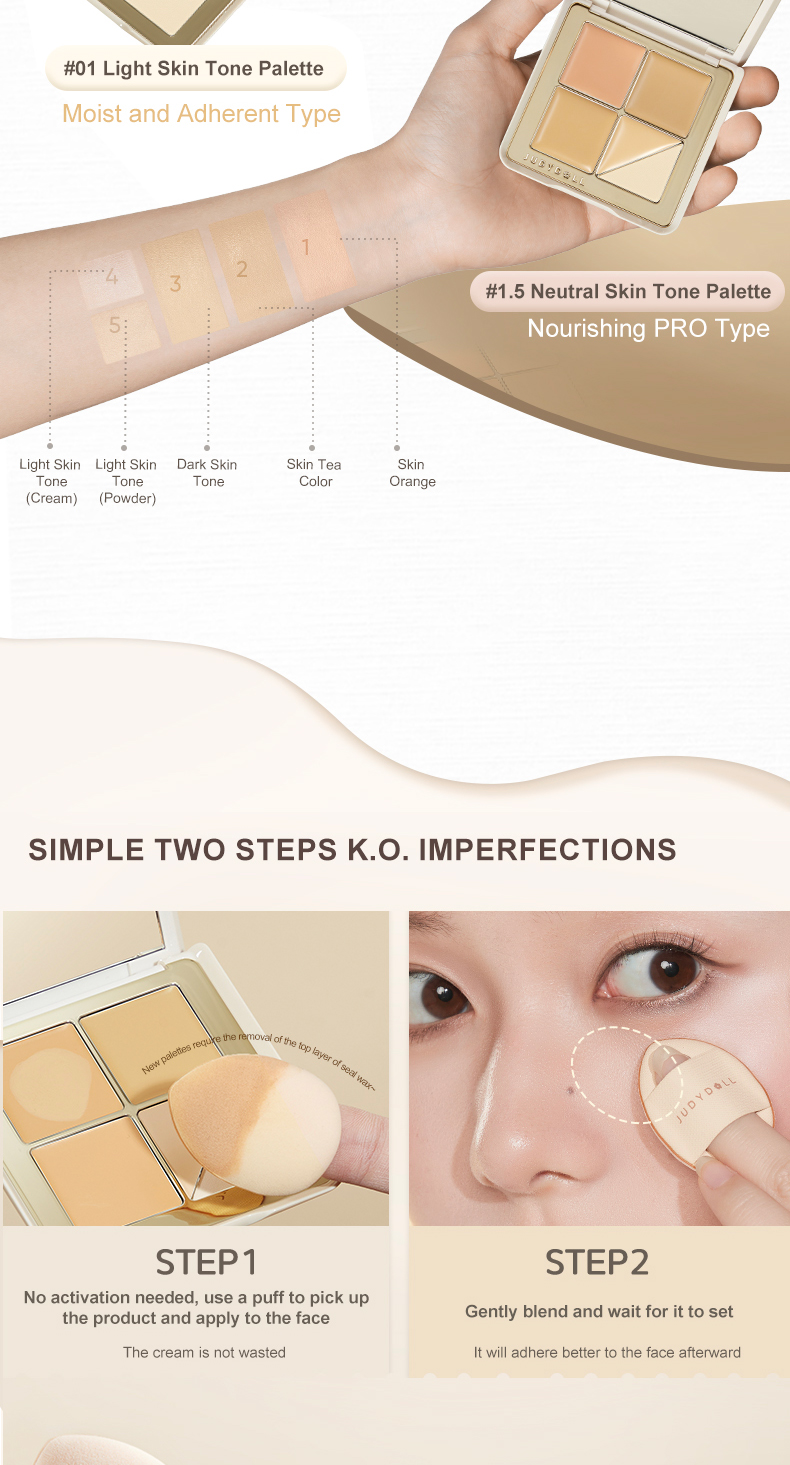 JUDYDOLL Five-color Concealer Palette Covering Blemishes Highlighting ...