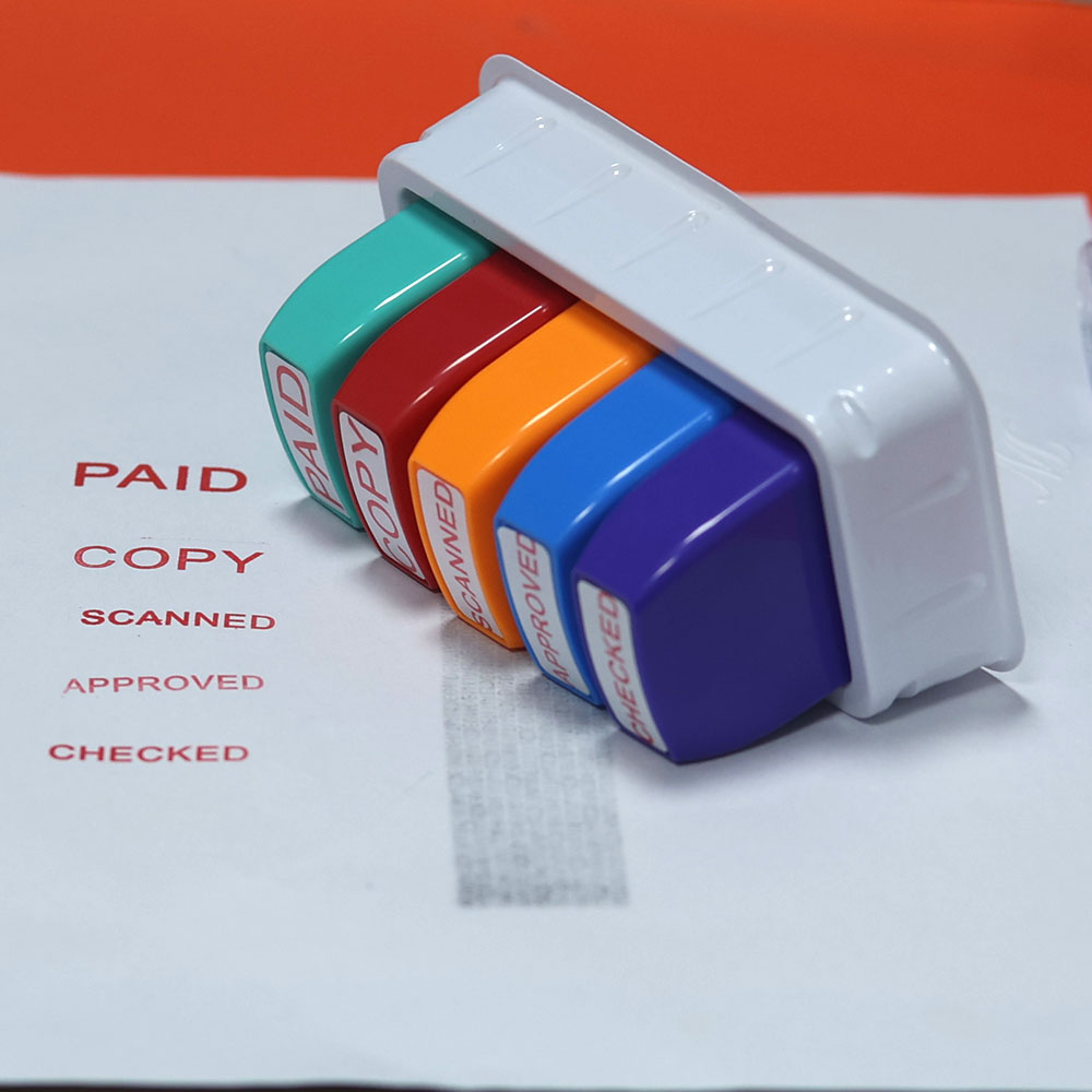 5-Piece Stamp Set (Paid/Copy/Scanned/Approved/Checked) - High-Quality ...