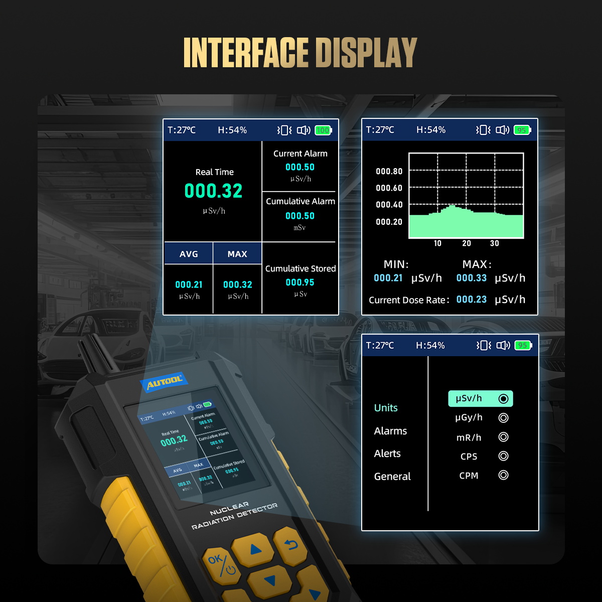 AUTOOL Nuclear Radiation Detector ND300 LCD Display Geiger Counter ...