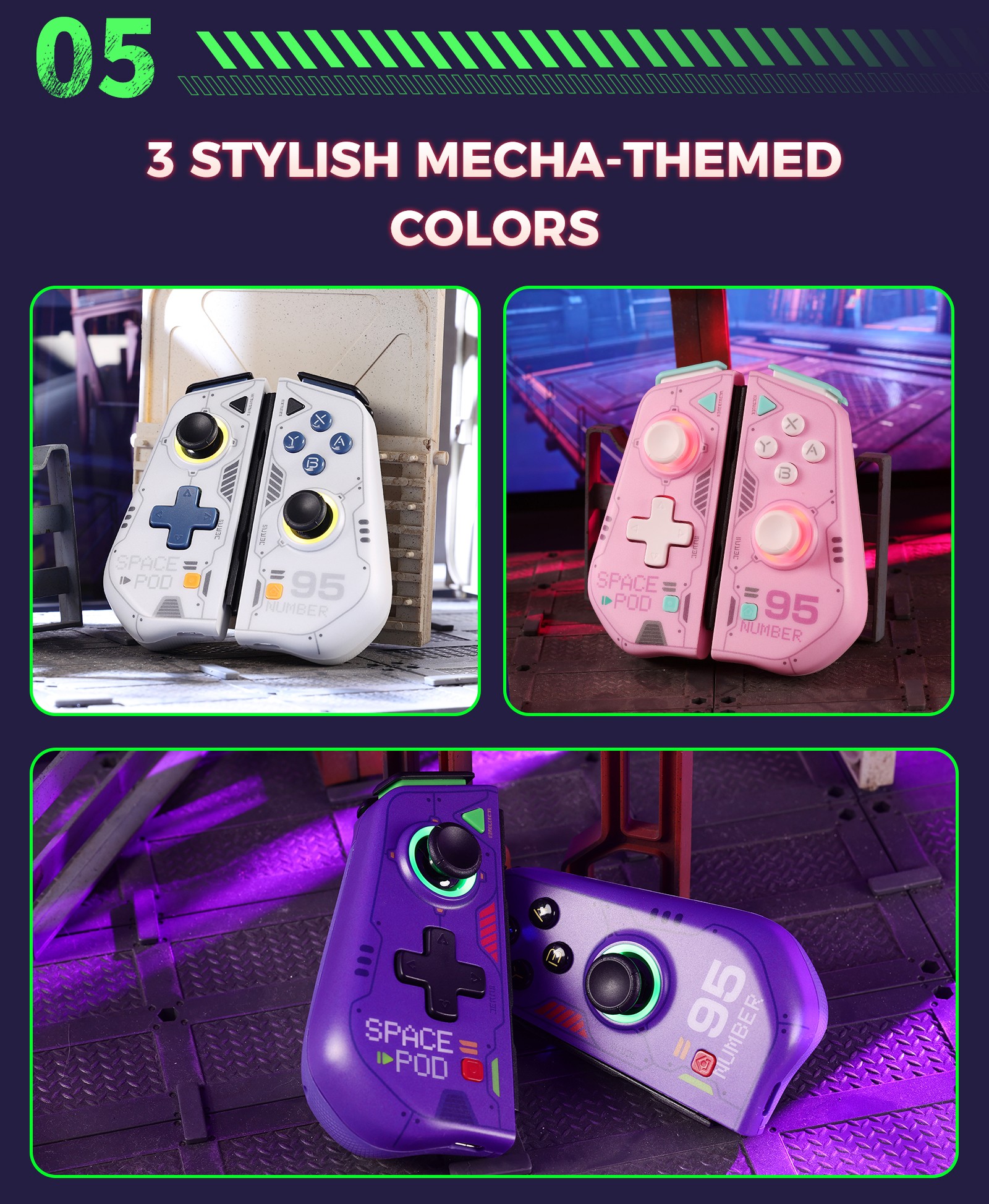 IINE Mecha Warrior Joypad for Nintendo Switch V1/V2/OLED with Hall ...