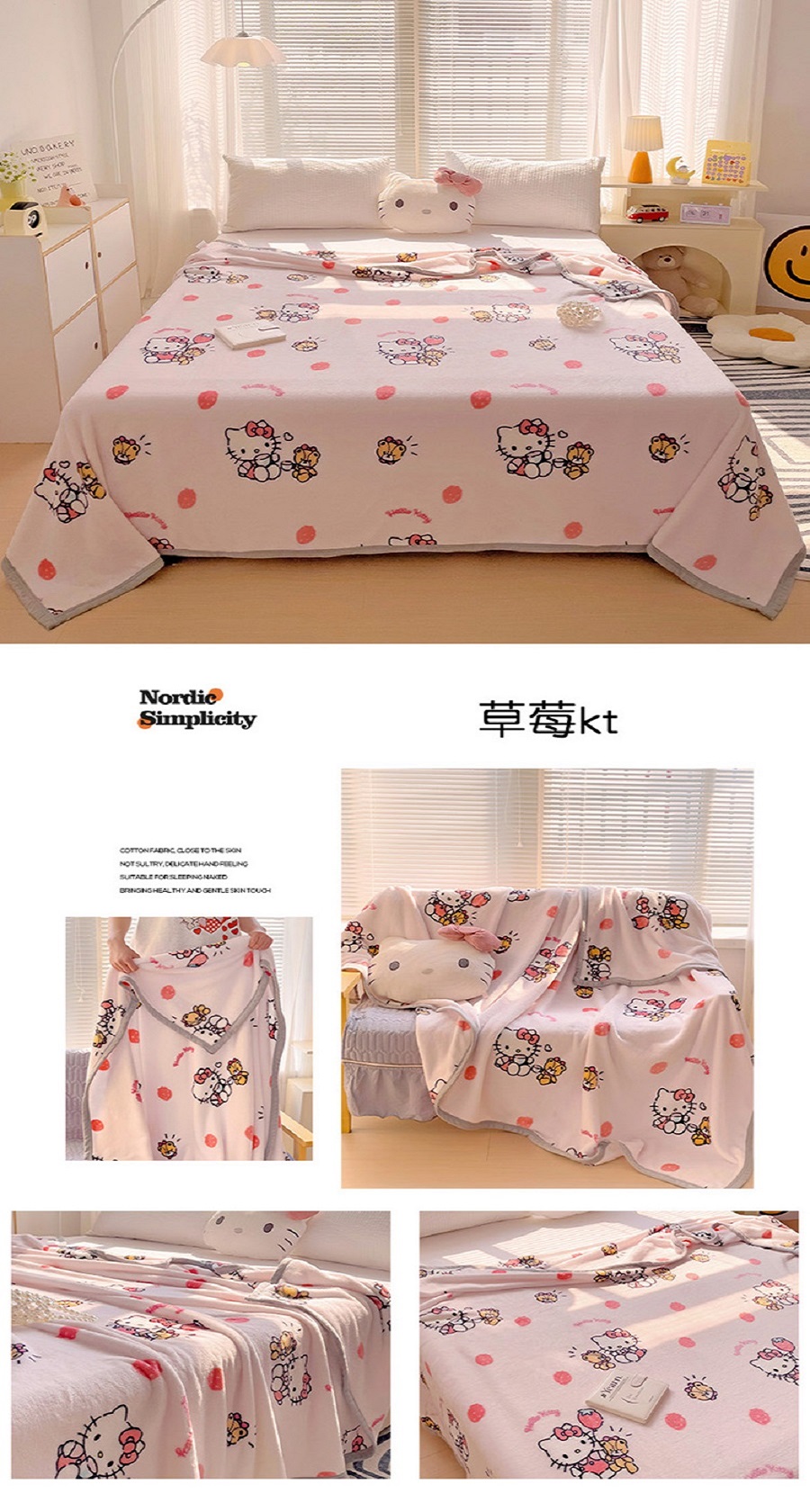 Cinnamoroll selimut Soft Velvet Blanket Thin Comforter Cute Cartoon ...