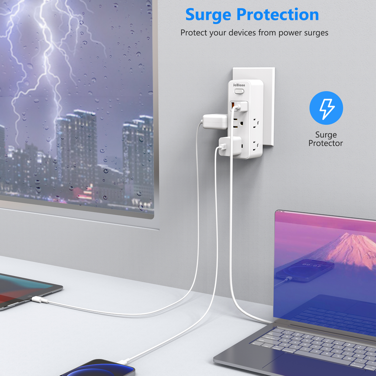 Rotating Plug USB Outlet Extender Surge Protector - with 6 AC Multi ...