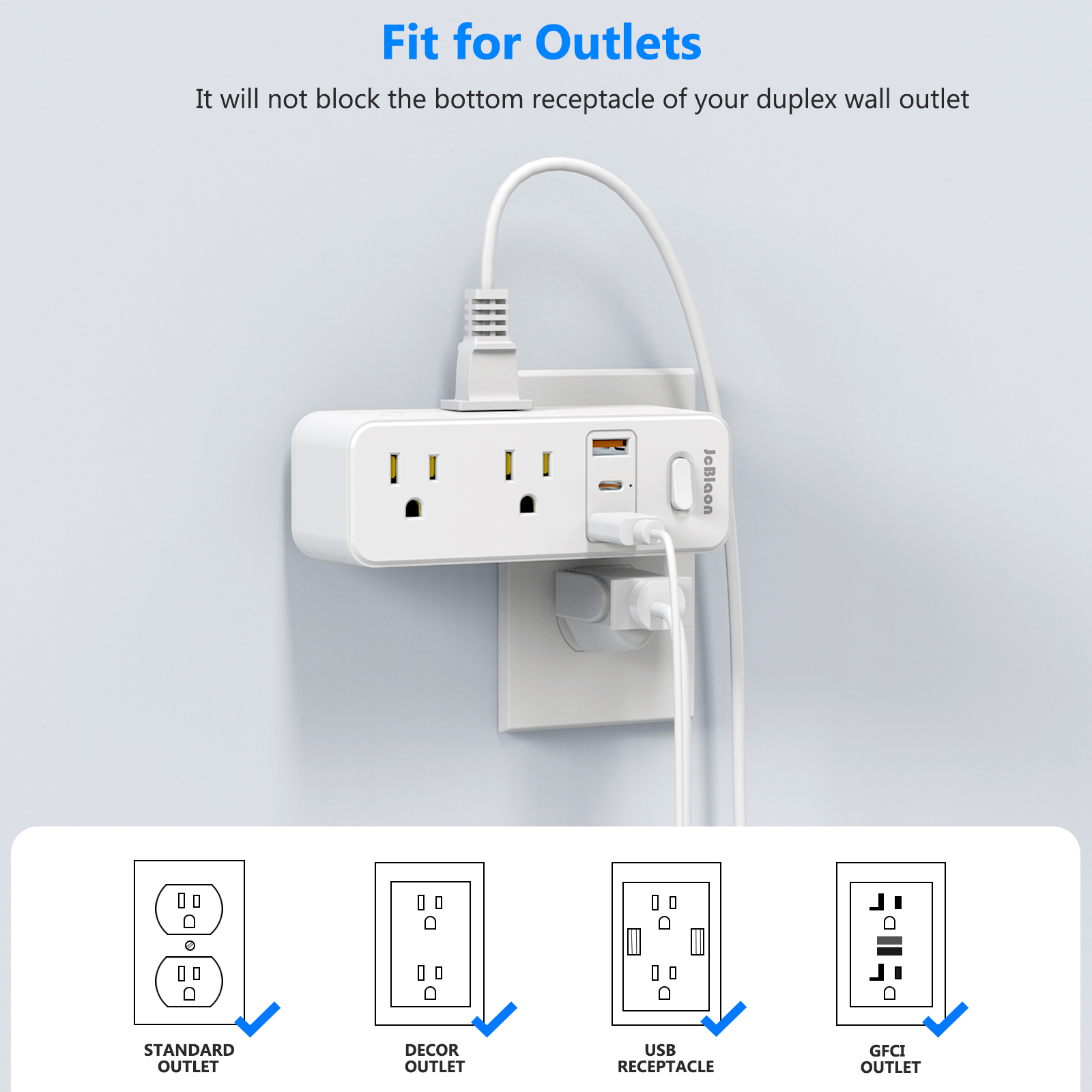 Rotating Plug USB Outlet Extender Surge Protector - with 6 AC Multi ...