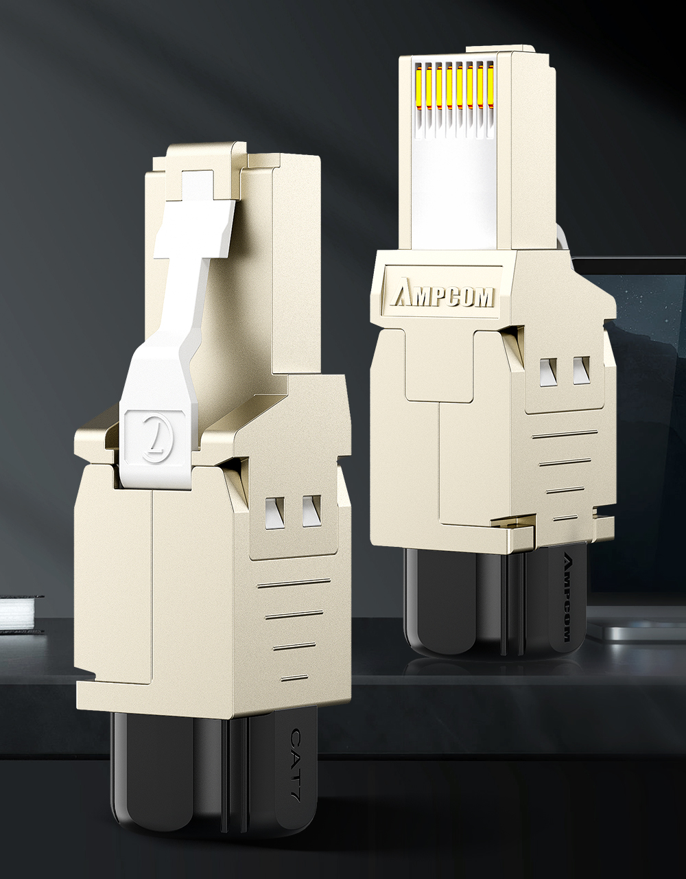 AMPCOM RJ45 Modular Plug CAT8 CAT7A CAT7 CAT6A CAT6 STP Network Toolless Connector Ethernet ...