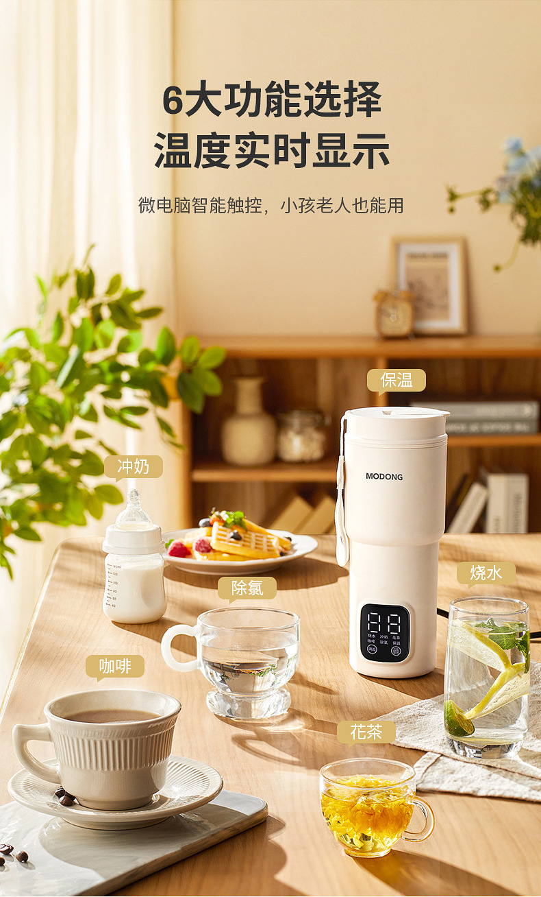 MODONG Portable Electric Kettle Travel USB 600ML Hot Water Cup Mini ...