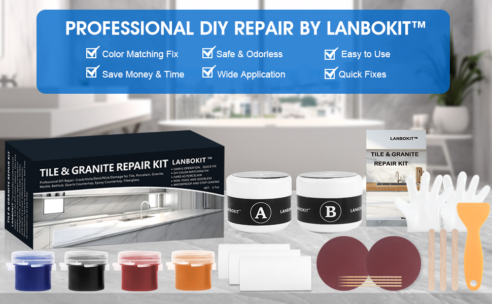 Tile and Fiberglass Tub Repair Kit, Marble and Granite Repair Kit ...