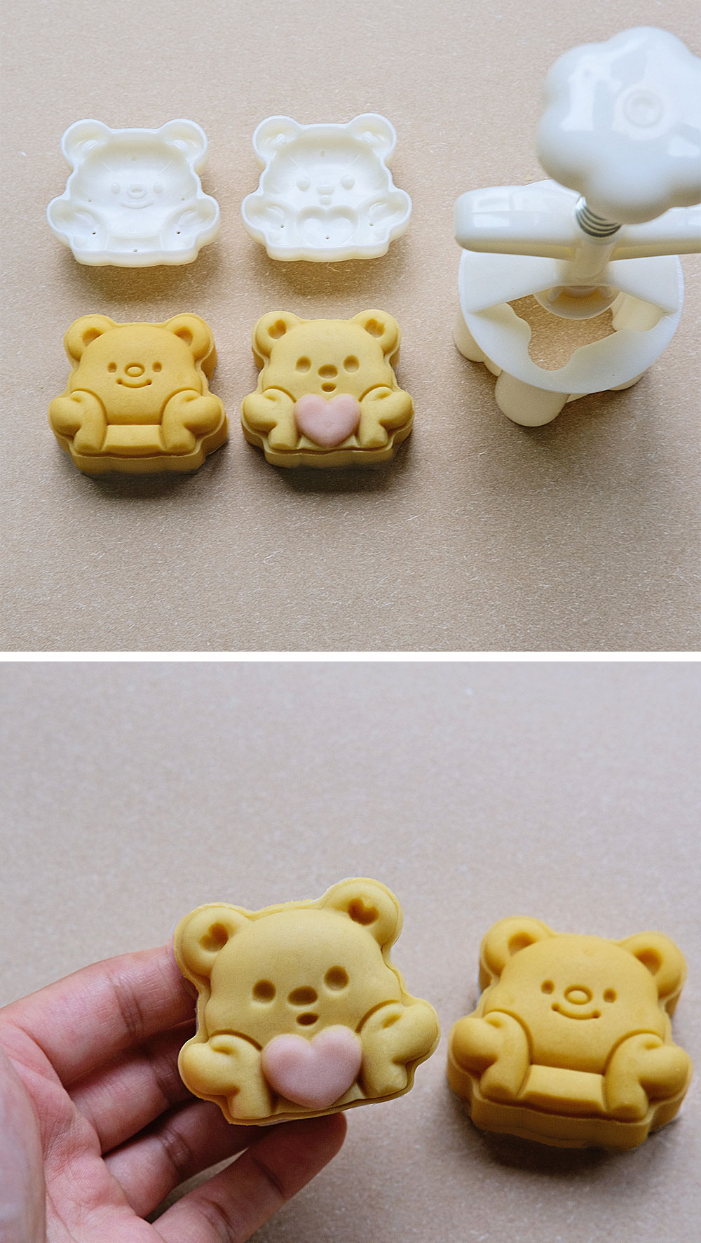 2Pcs/Set 50g Cute Love Bear Pattern Moon Cake Mold Creative Cookie ...