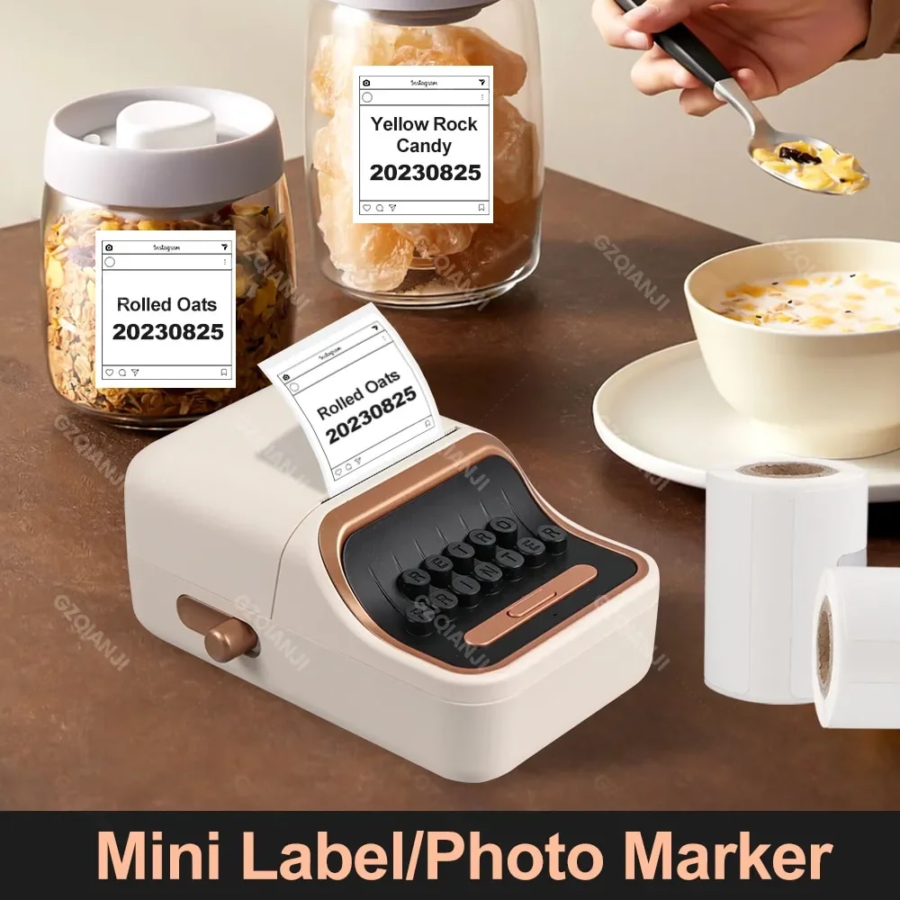 🔥Buy 1 Free 1🔥Mini Label Printer Portable Thermal Printer Wireless ...