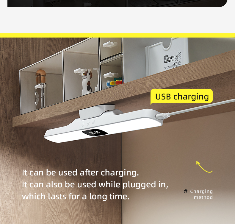 Desk Lamp Hanging Magnetic LED Table Lamp Chargeable Stepless Dimming ...