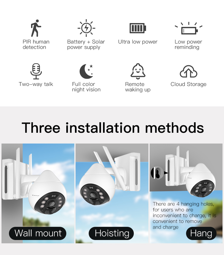Vstarcam CB69 Solar Panel IP Camera 3MP WiFi Camera Security Waterproof ...
