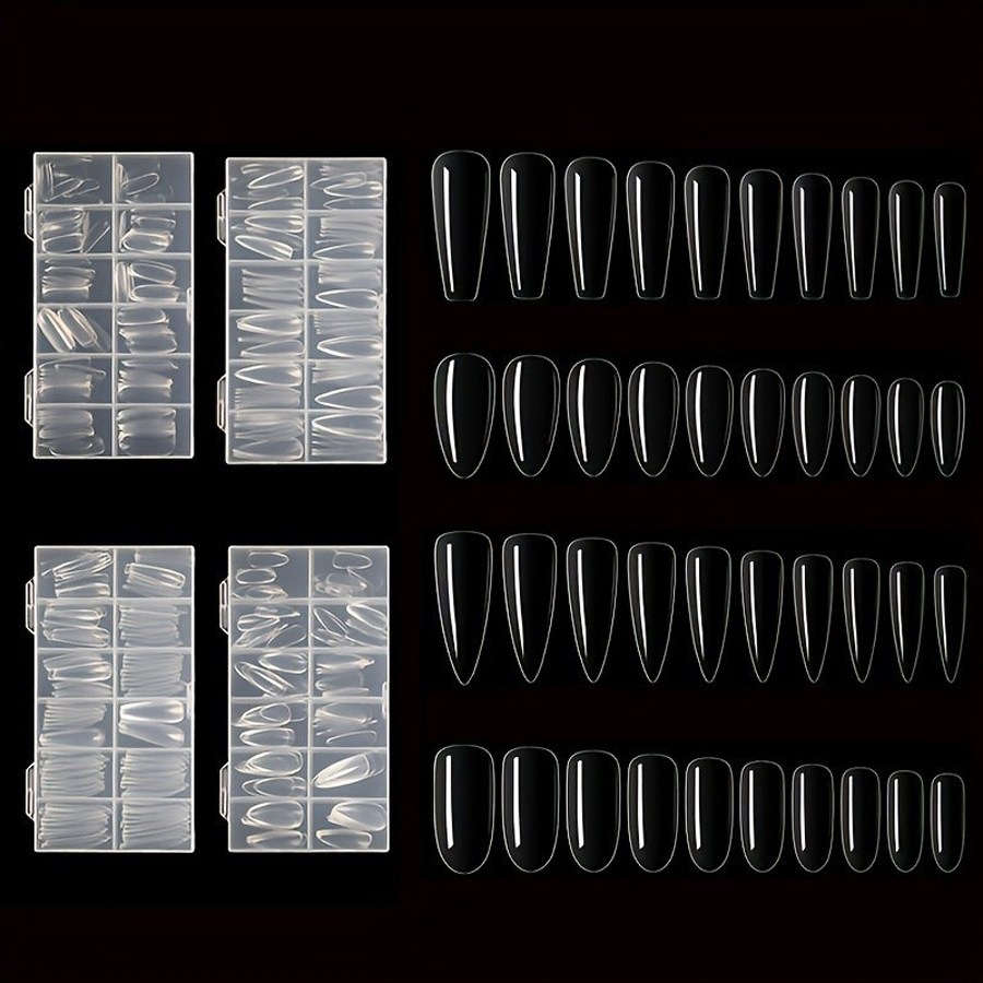 120pcs Transparent False Nail Tips Full Cover Square Oval Stiletto UV ...