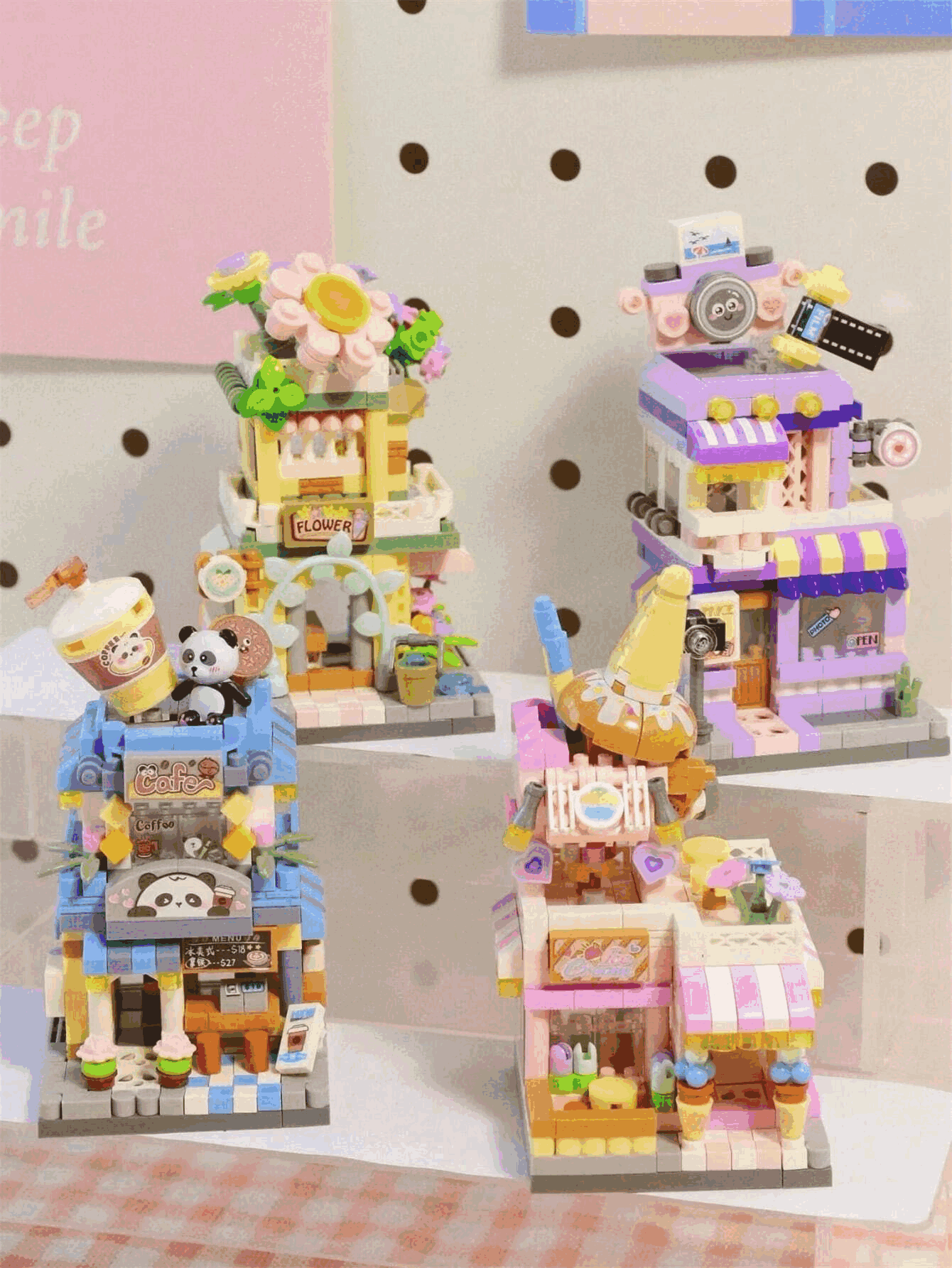 Assembled Building Blocks Mini Shop Street View Building Model Small ...