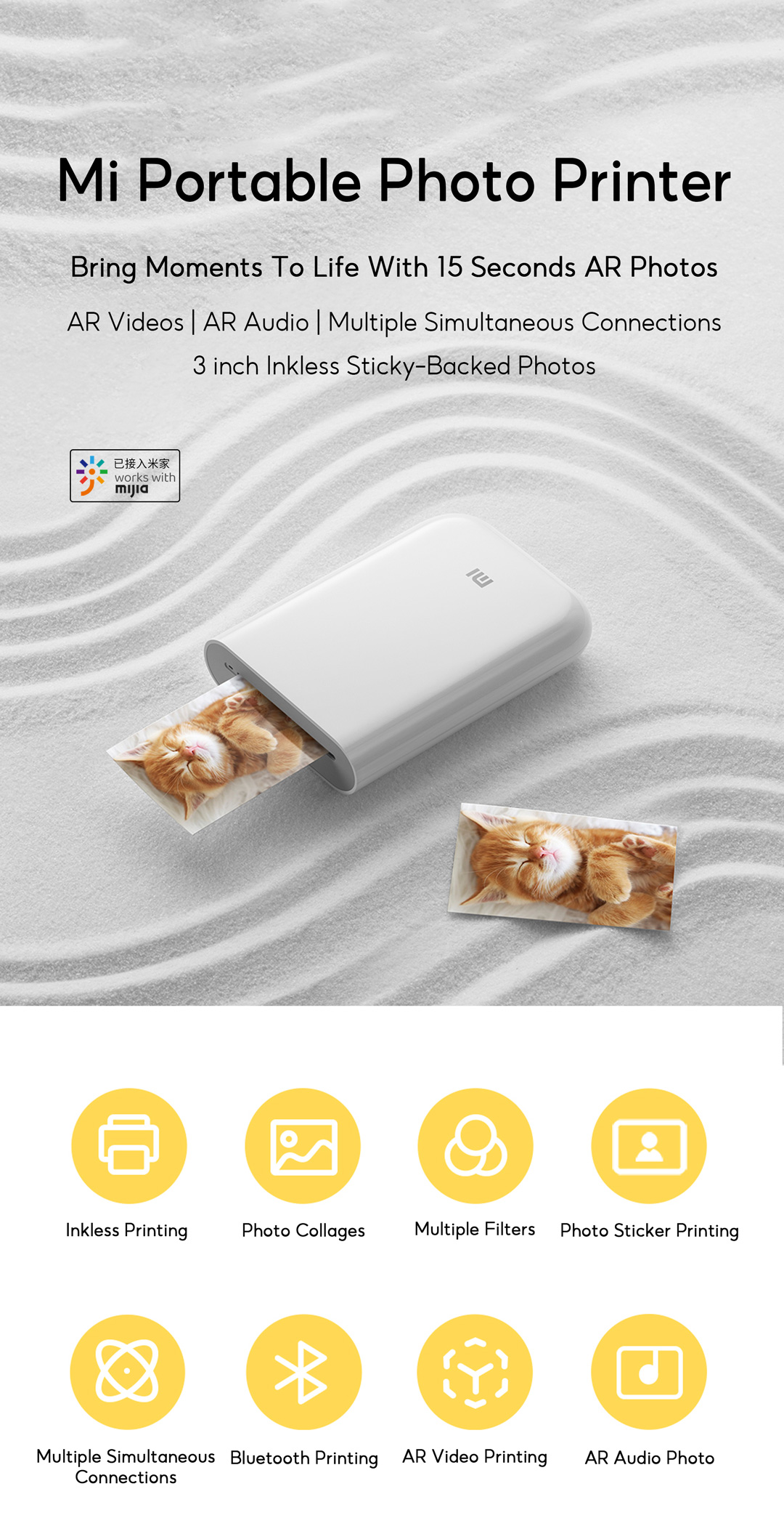 Xiaomi Smart AR Photo Printer 300dpi Portable Photo Mini With DIY Share ...