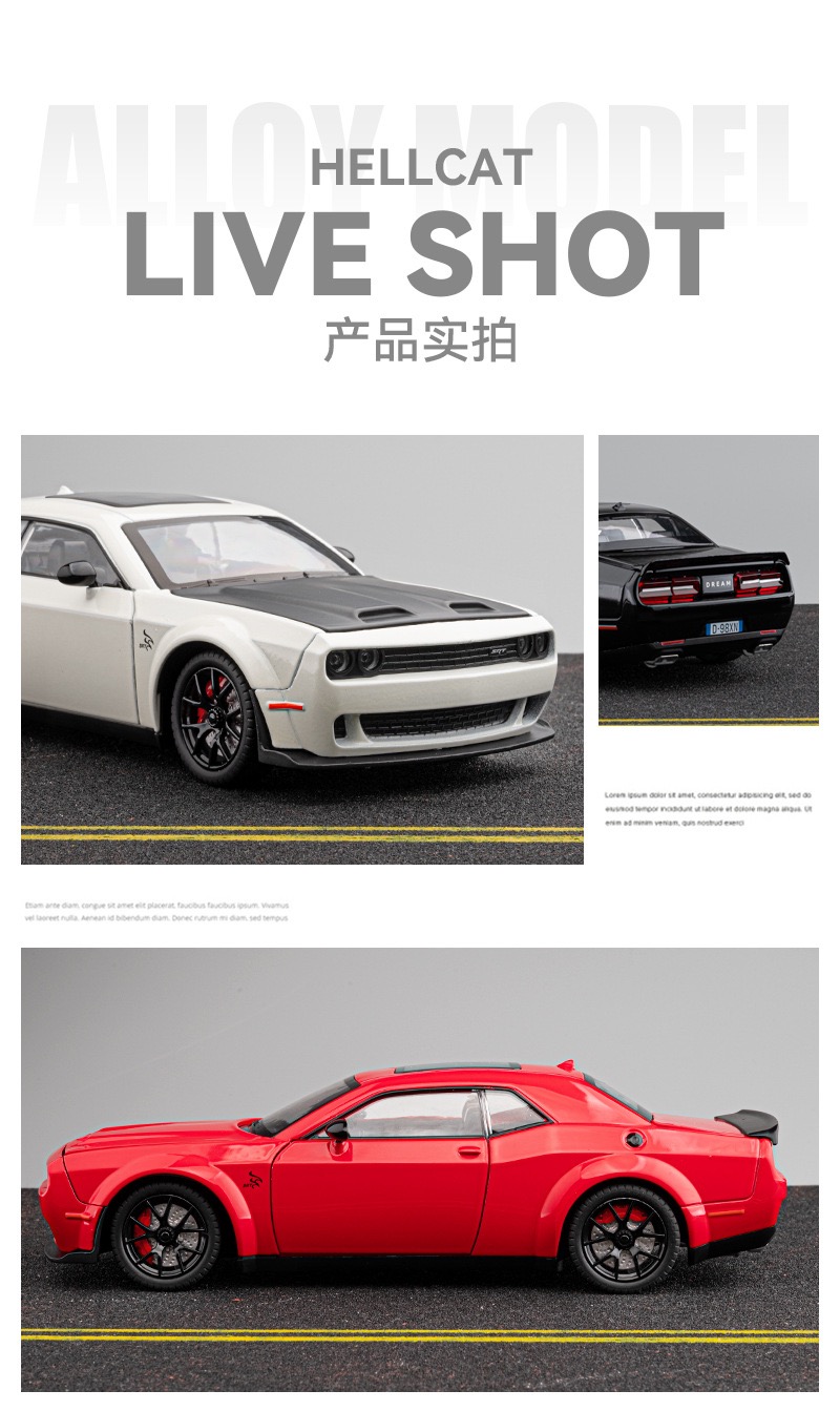 1:24 Scale DODGE Challenger SRT Alloy Car Model Die cast Car Sound ...