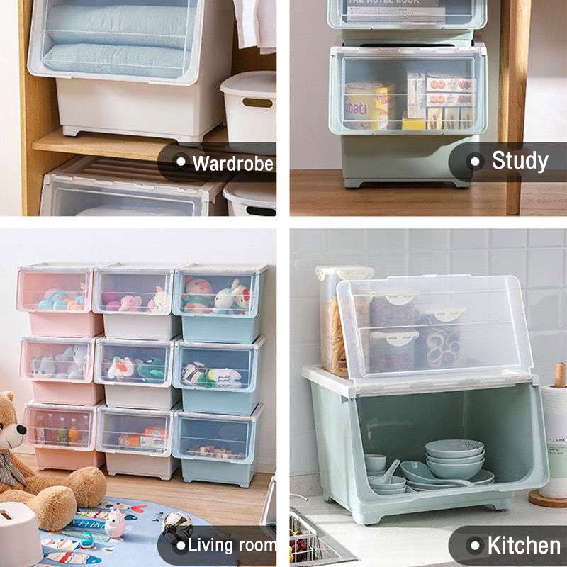 IKEA Stackable Storage Box With Wheels Front Openning Plastic Container ...