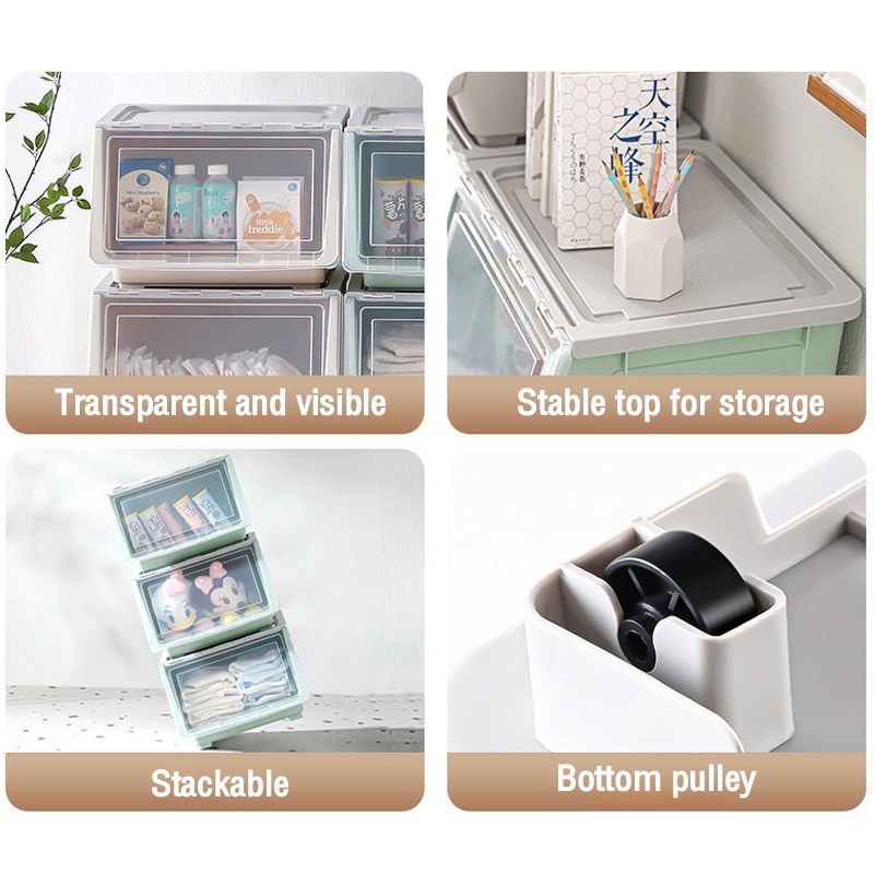 IKEA Stackable Storage Box With Wheels Front Openning Plastic Container ...