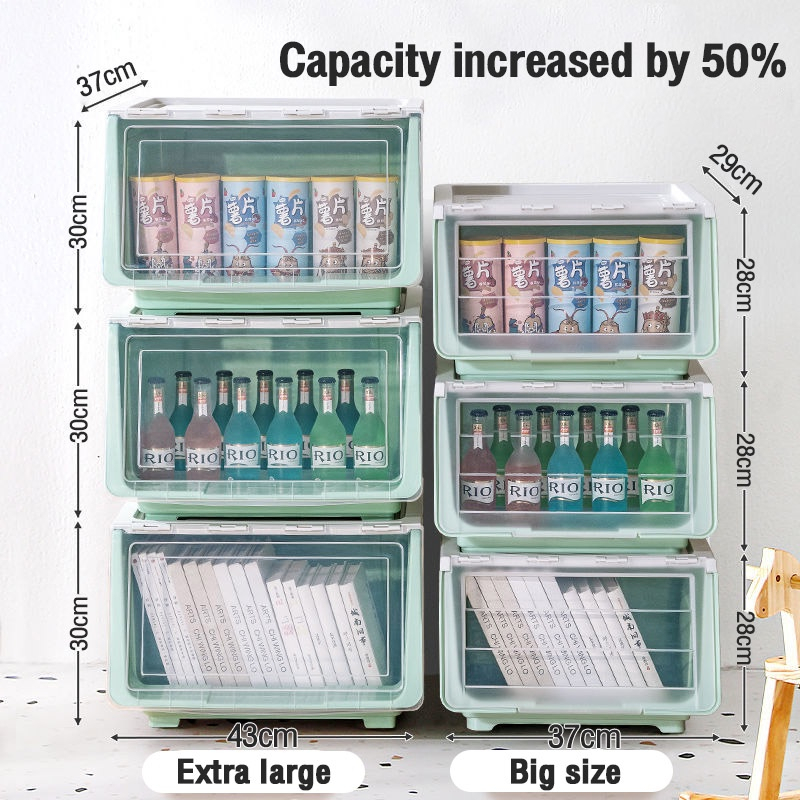 IKEA Stackable Storage Box With Wheels Front Openning Plastic Container ...