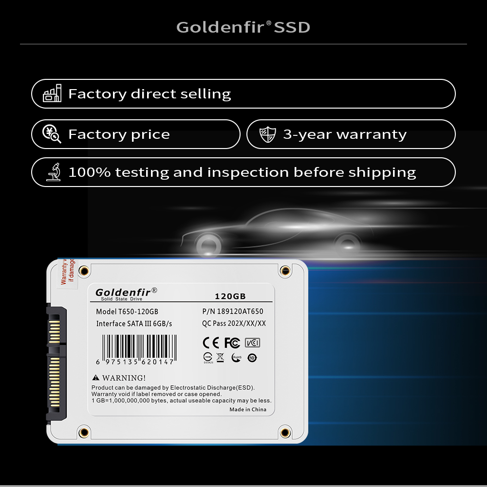 Goldenfir Sata3 SSD 120GB 256GB 360GB 500GB Hard Disk Disc 2.5 "Internal Solid State Drive ...