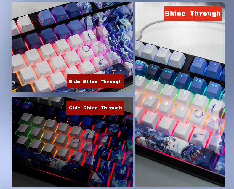 Genshin Impact Furina Keycaps PBT Dye-sub Cherry Profile Keycap Custom ...