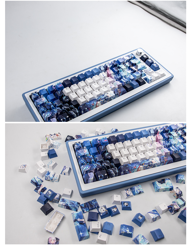 Genshin Impact Furina Keycaps PBT Dye-sub Cherry Profile Keycap Custom ...