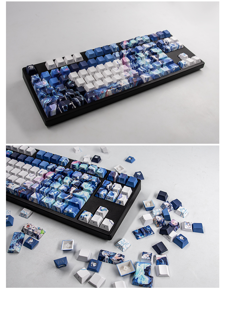 Genshin Impact Furina Keycaps PBT Dye-sub Cherry Profile Keycap Custom ...