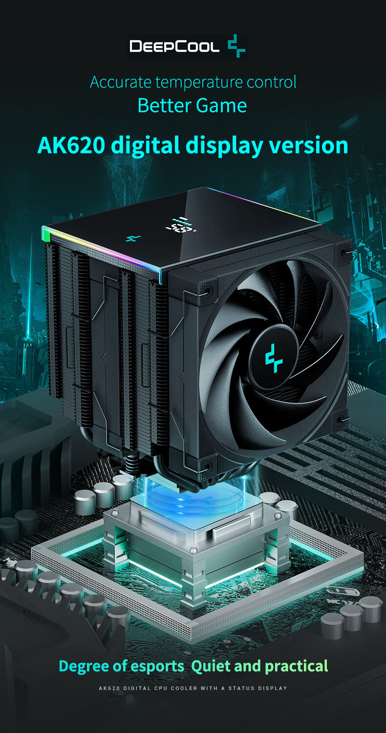 DeepCool AK620 AK500 AK400 6 Heat Pipe CPU ARGB Air Cooled Dual Tower ...