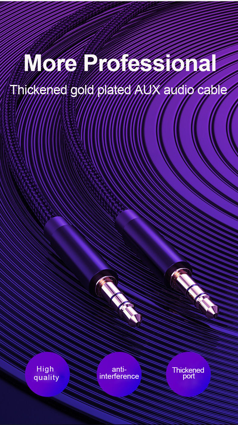 1/2/3 Meter Male To Male Speaker Cable For Mobile Phone 3.5mm Aux ...