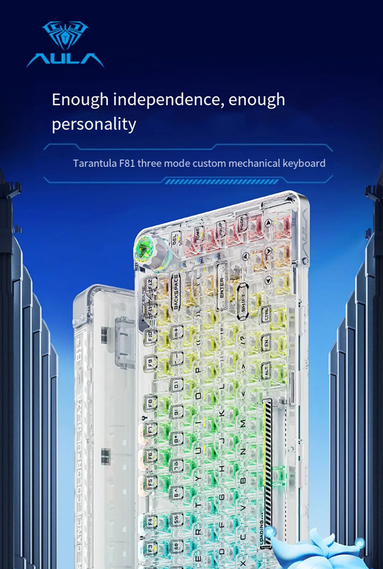 AULA F81 transparent customized mechanical keyboard, the third mock ...