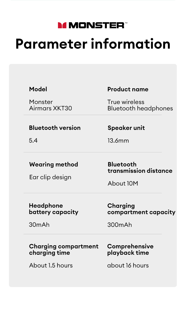 Monster XKT30 Bluetooth Earphone HD CallSmart touch HIFI Surround Sound ...