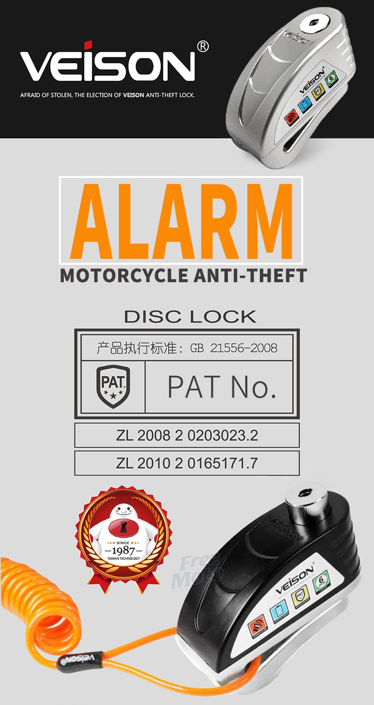 Motorcycle Alarm Lock Bike Disc Lock Warning 130DB Security Anti Theft ...