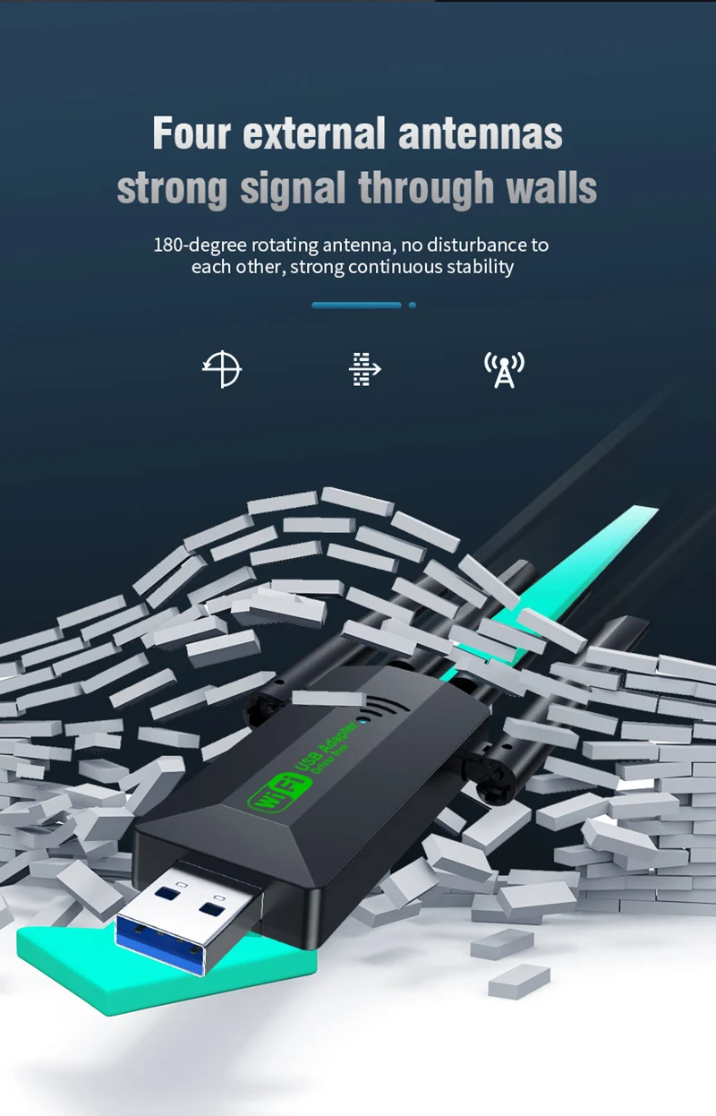 (Local Shipment) 1300Mbps WiFi6 USB Adapter Dual Band 2.4G+5Ghz Wi-Fi ...